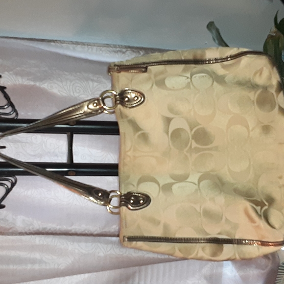 Coach | Bags | Authentic Large Gold Coach Purse With Cover Sack | Poshmark